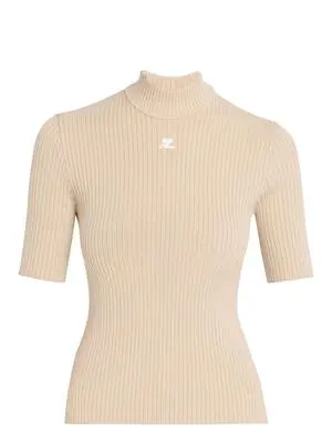 COURREGES Mock-neck Ribbed Pullover - Redd