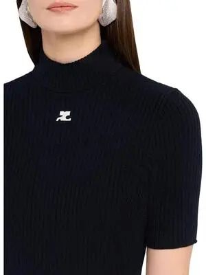 COURREGES Mock-neck Ribbed Pullover - Redd