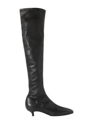 TOTEME Leather Knee High Boots - Black
