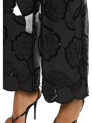 TOCCIN Shawn Embroidered Faux Leather Pants - Jet