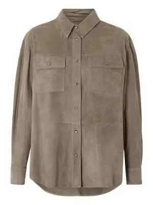 Brunello Cucinelli Suede Button-up Overshirt - Green