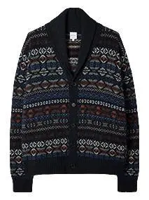 Paul Smith Fair Isle Wool Cardigan - Blue