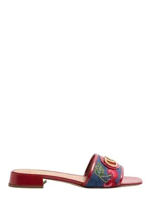 Valentino Garavani Cherryfic-embroidery Vlogo Sandals - Blue