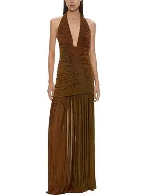 CHRISTOPHER ESBER Orion Halterneck Ruched Gown
