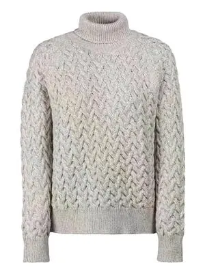 MOORER Fiames Cable-knit Roll-neck Sweater - Neutrals