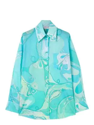 Emilio Pucci Orchidee-print Cotton Shirt - Blue