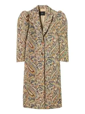 TWINSET Puff-sleeve Paisley Jacquard Coat - Neutrals