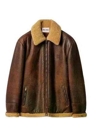 MIU MIU Zip-Up Shearling Coat