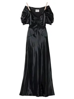 Miu Miu Satin-effect Maxi Dress - Black