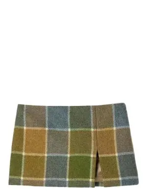 Miu Miu Checked Mini Skirt - Green