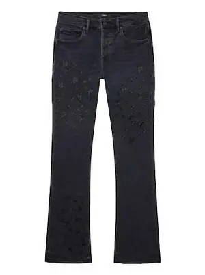 PURPLE BRAND P004bemf126 Beaded Monogram Flare Jeans - Black