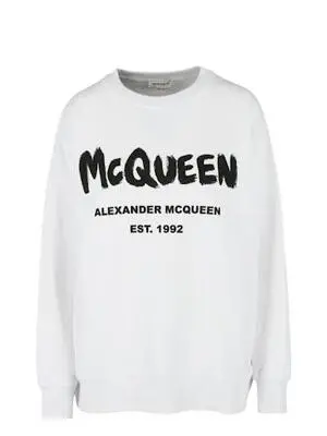 Alexander McQueen Printed Logo Sweatshirt - White Black