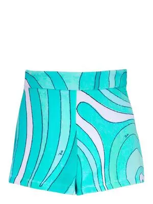 Emilio Pucci Marmo Print Cotton Shorts - Blue