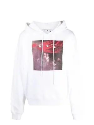 Off-White Sprayed Caravaggio Oversized Hoodie - White