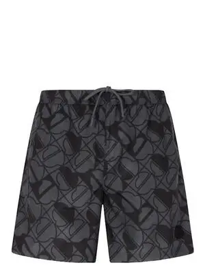 Moncler Monogram Print Swim Shorts - Black/grey