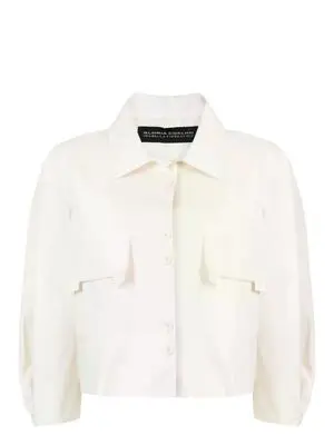 GLORIA COELHO X Isabella Fiorentino Cropped Shirt Jacket - White