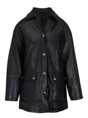 NILI LOTAN Cordel Flap-pocket Leather Jacket - Black