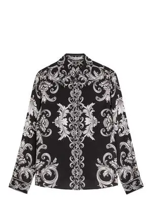 Alice + Olivia Willa Patterned Silk Shirt - Black