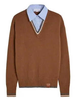 Stella McCartney Shirt-effect Wool Jumper - Brown