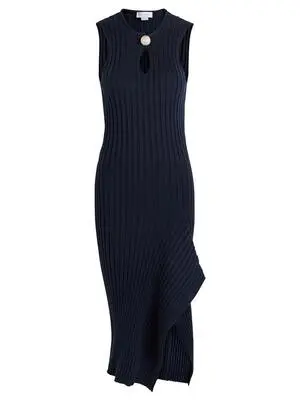 Stella McCartney Ribbed Cotton Midi Dress - Navy