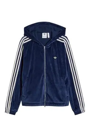 WALES BONNER Adidas X Hooded Velour Jacket - Navy