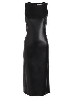 Alice + Olivia Wynell Faux Leather Midi Dress With Bow Appliqu - Black