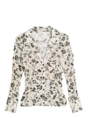 Alice + Olivia Portia Forest Ruched Mesh Shirt - Multicoloured