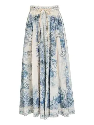 Zimmermann Printed Cotton Maxi Skirt - Blue