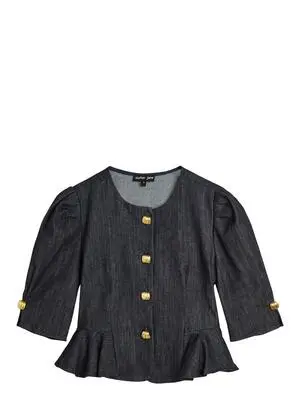 SISTER JANE Curio Peplum Blouse - Denim