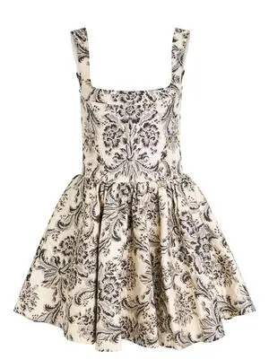 Alice + Olivia Guinevere Floral-jacquard Mini Dress - Black