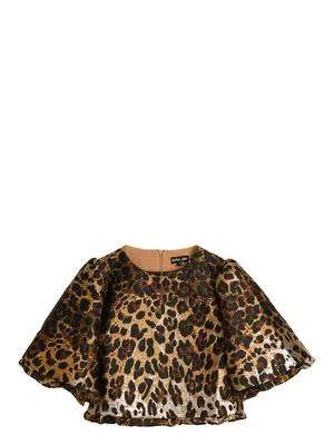 SISTER JANE Jacquard Woven Crop Top - Leopard