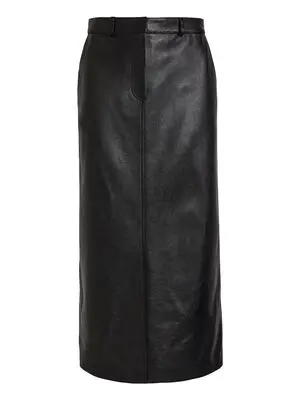 TOTEME Grained Leather Midi Skirt - Black