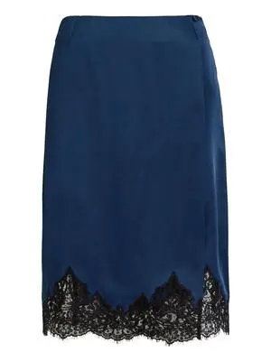 Stella McCartney Lace-trimmed Satin Wrap Skirt - Navy