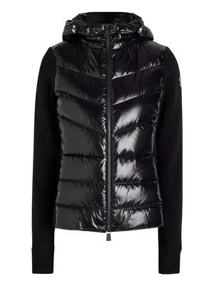 Moncler Logo-appliquéd Quilted Shell And Fleece Cardigan - Black