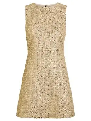 Alice + Olivia Cade Metallic-weave Tweed Mini Dress - Gold