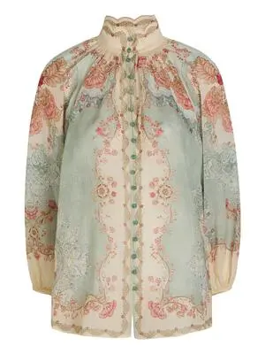 Zimmermann Daylight Printed Ramie Blouse Multicoloured 1