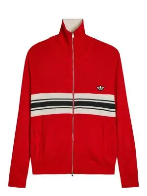 WALES BONNER Adidas X Stripe-intarsia Knit Cardigan - Red