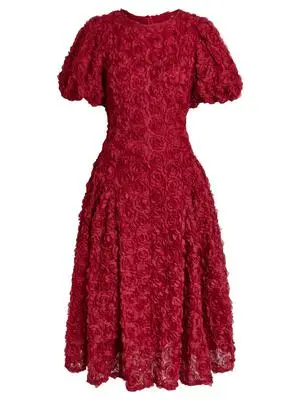 SISTER JANE Floral-appliquéd Tulle Midi Dress - Red