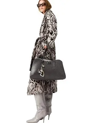 Stella McCartney Cloud Leopard Jacquard Belted Trench Coat - Multicolor Gray