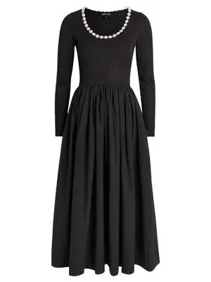 SISTER JANE Embellished Jersey And Poplin Midi Dress - Black