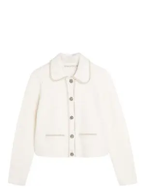 Alice + Olivia Embellished Knit Jacket - Ecru