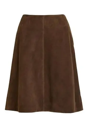 TOTEME Knee-length Suede A-line Skirt - Dark Brown