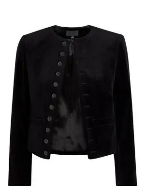 NILI LOTAN Patti Cropped Velvet Jacket - Black