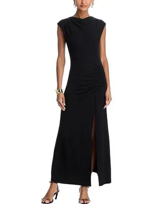 WAYF Rachel Ruched Knit Dress - Black