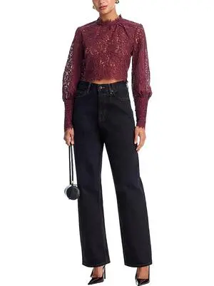 Bardot Georgia Lace Top - Deep Plum