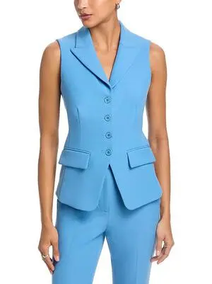 Veronica Beard Benny Peak Lapel Vest - Blue Jasper