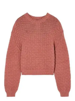 Emporio Armani Icon Jumper With Links-stitch Knit And 3d Motif - Pink