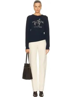 SPORTY & RICH Horse Knitted Sweatshirt - Dark Navy