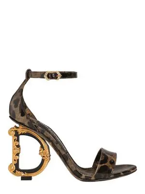 Dolce & Gabbana Printed Polished Calfskin Baroque Dg Sandals - Animal Print