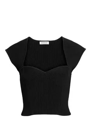 Simkhai Abia Cropped Ribbed-knit Top - Black